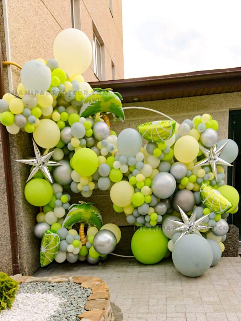 Lemon-Themed Balloon Wall - Miami Party Decor - Party Decorations ...