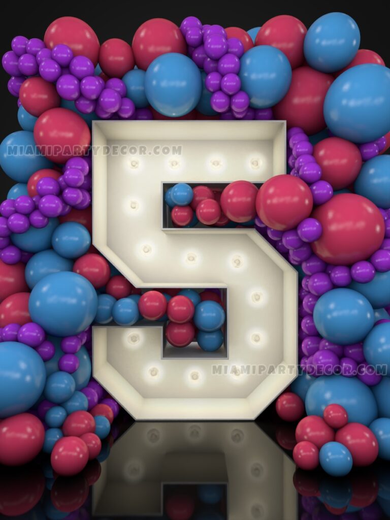 4FT Light Up Marquee Number 8 For Rent - Miami Party Decor - Party ...