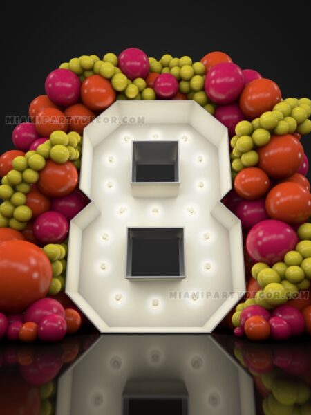4FT Light Up Marquee Number 8 For Rent - Miami Party Decor - Party ...