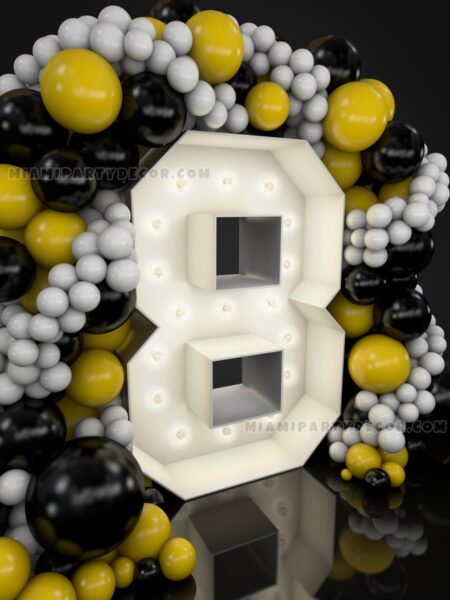 4FT Light Up Marquee Number 8 For Rent - Miami Party Decor - Party ...