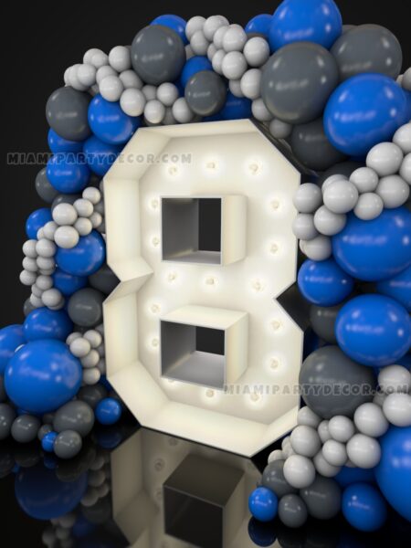 4FT Light Up Marquee Number 8 For Rent - Miami Party Decor - Party ...