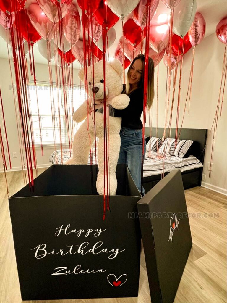 Birthday Balloon Surprise Box - Miami Party Decor - Party Decorations ...