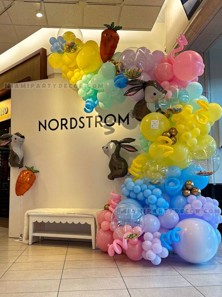 Rainbow Balloon Arch - Miami Party Decor