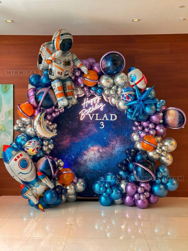 Outer Space Birthday - Backdrop - Miami Party Decor - Party Decorations ...